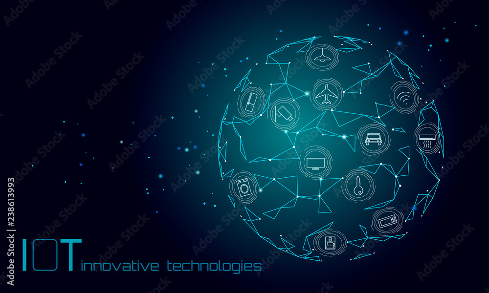 Blue space planet Earth internet of things icon innovation technology ...