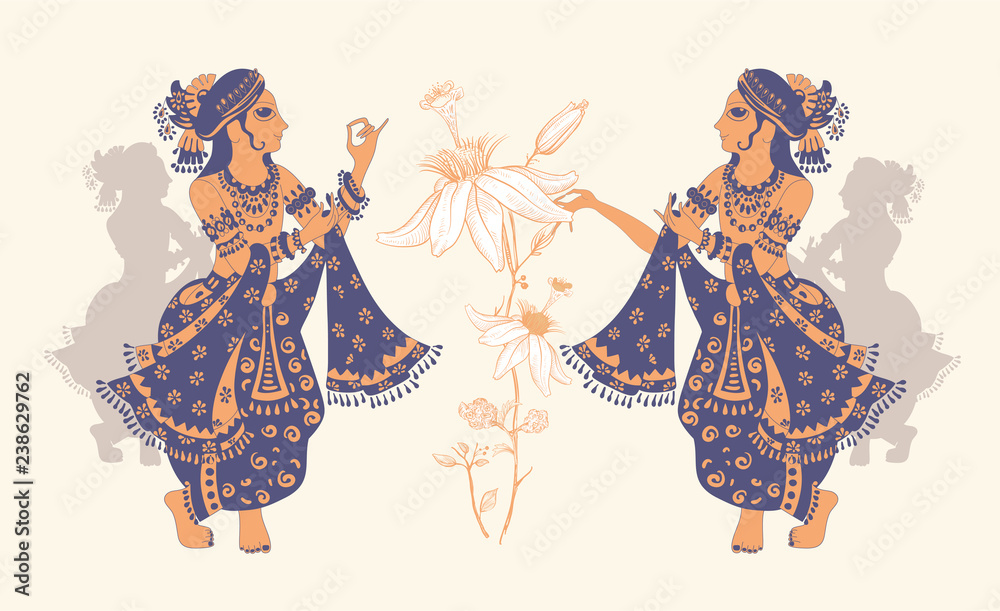 Traditional Indian People Drawing