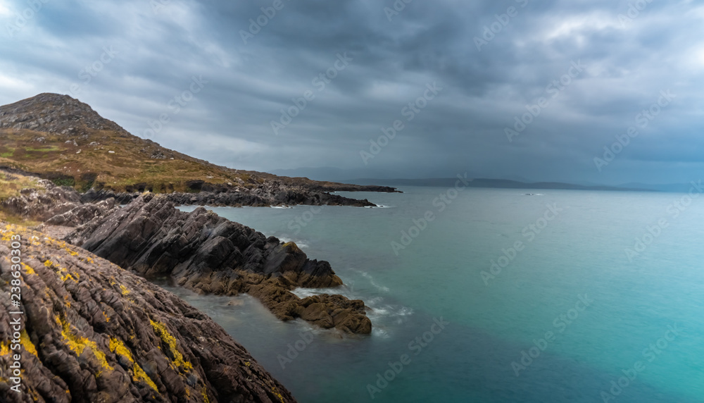 Rocky remote beaches near Castlecove, Ring of Kerry, County Kerry ...