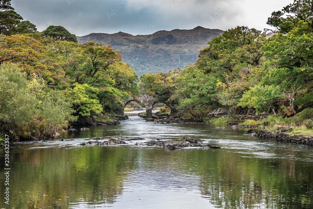Old Weir Bridge, Meeting of the Waters, where the three Killarney lakes ...