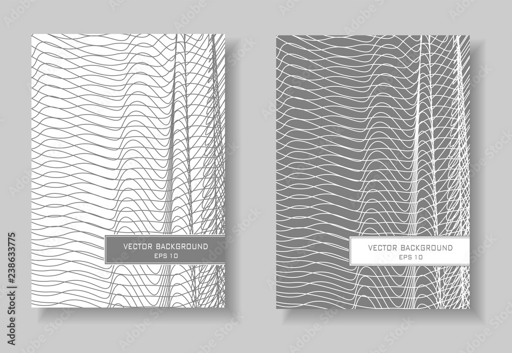 Book covers set. Abstract layout. Gray and white line art design ...