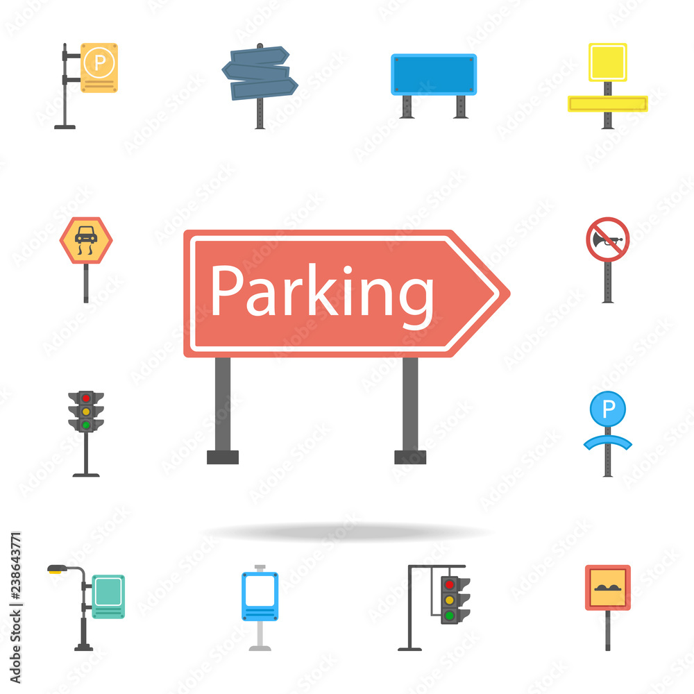 Parking area colored icon. Detailed set of color road sign icons ...