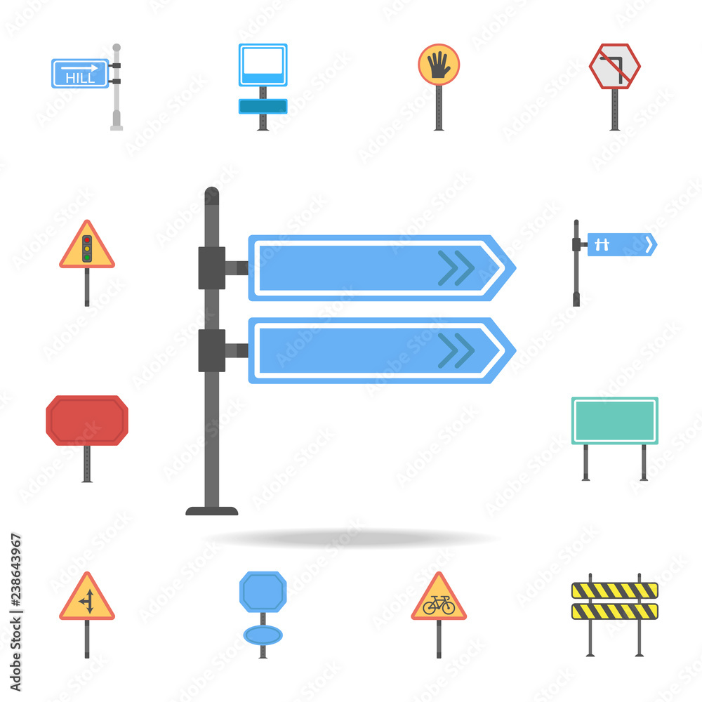 Fingerpost colored icon. Detailed set of color road sign icons. Premium ...