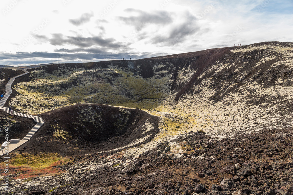 Grabrok volcano crater, ring road, Iceland Stock Photo | Adobe Stock