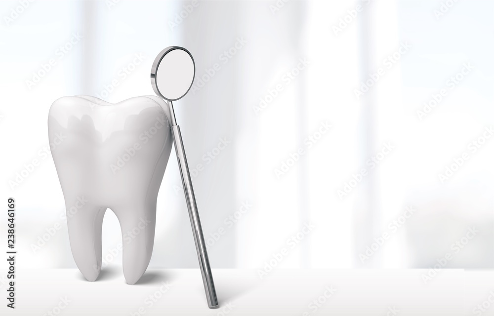 Big tooth model and toothbrush on background Stock Photo | Adobe Stock