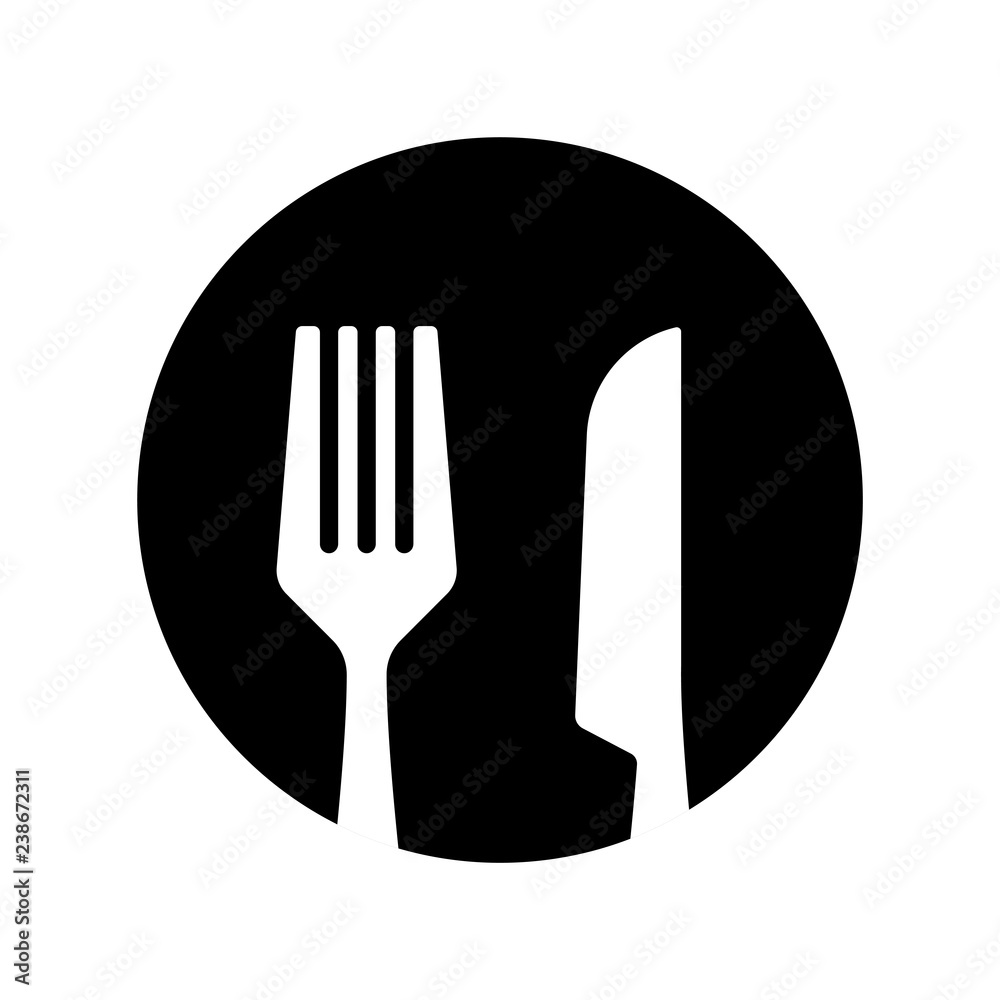 restaurant icon vector black and white color Stock Vector | Adobe Stock