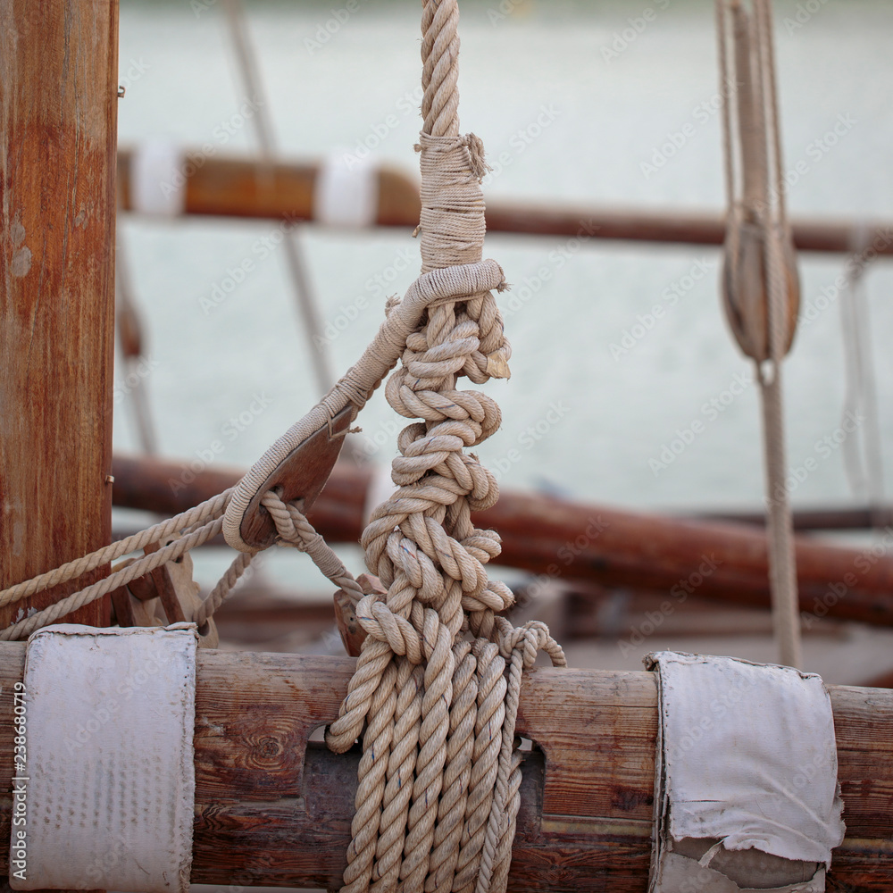 Ropes and lashings on a sailing boat Stock Photo | Adobe Stock