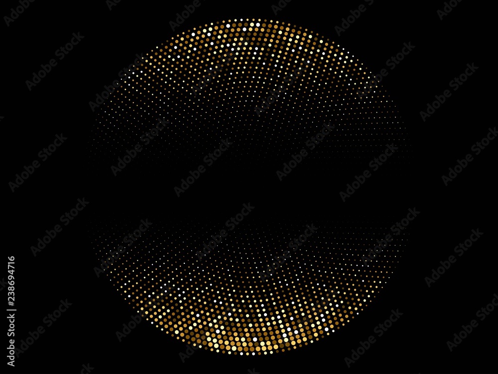 Gold shiny glitter round pattern. Gold Circle shaped with halftone ...