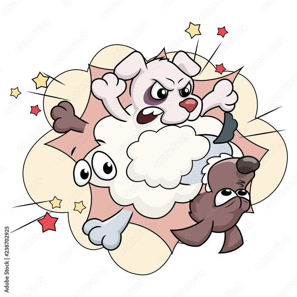 Cartoon illustration of fighting dogs Stock Vector | Adobe Stock