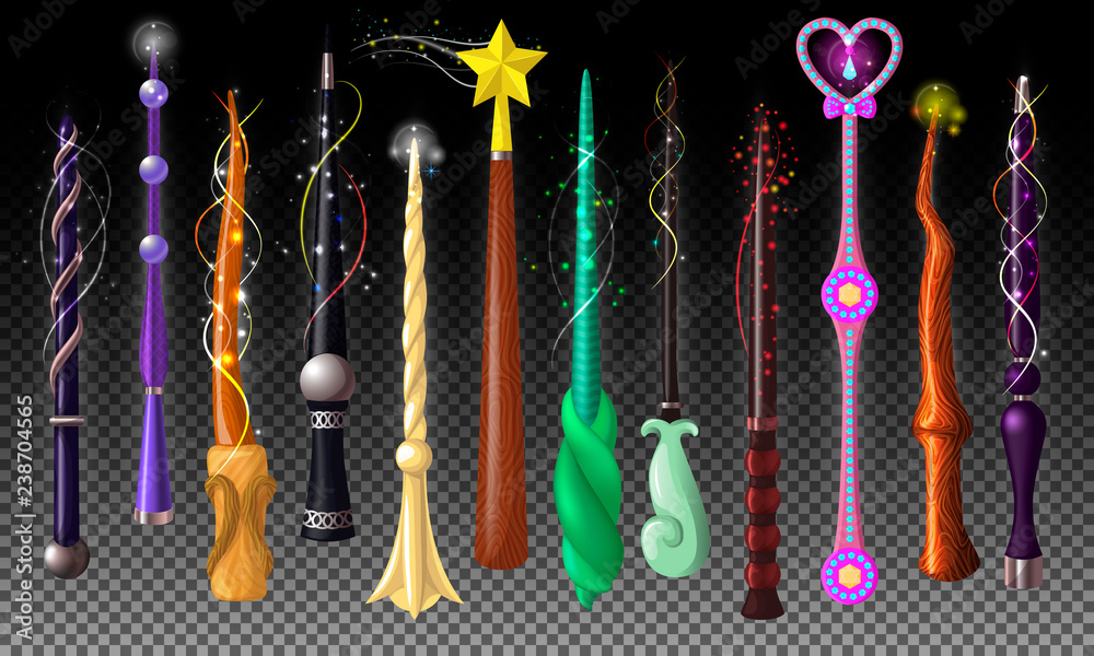 Wand vector magic stick miracle fantasy magician wizard object ...