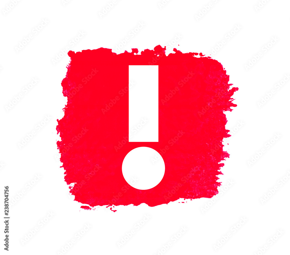 Ausrufezeichen Symbol auf rotem Farbfleck Stock Illustration | Adobe Stock