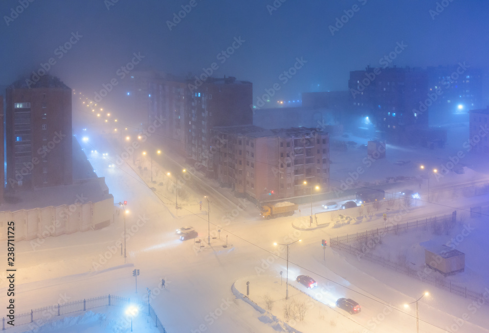 Cold Winter Night City