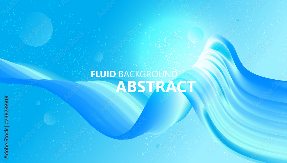 Abstract liquid wave background. Fluid blue gradient template. Wavy ...