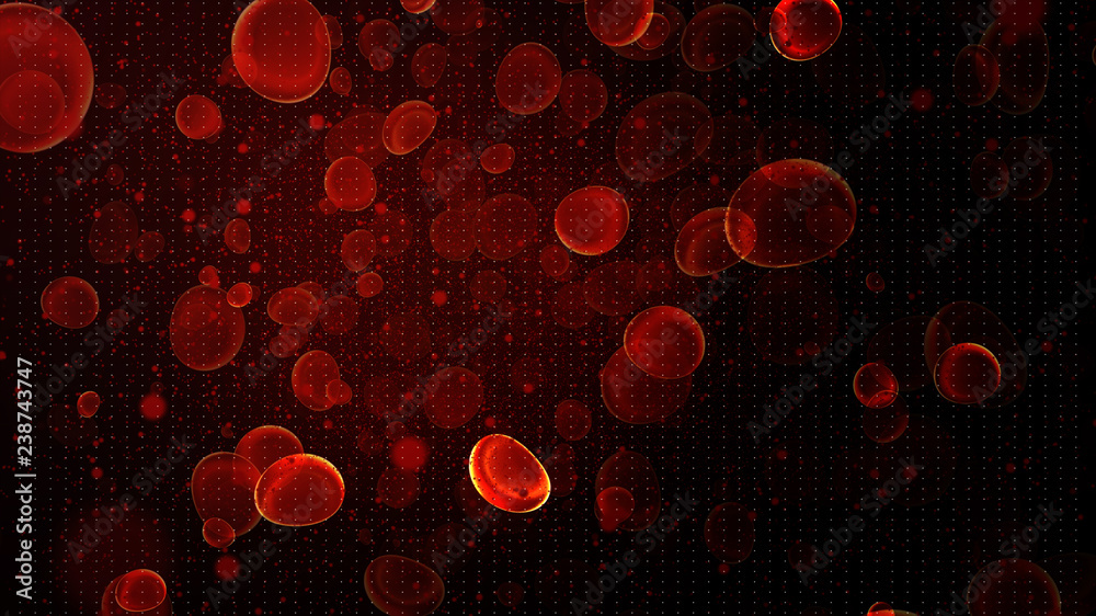 Red blood cells travel in an artery. Human body biotechnology science ...