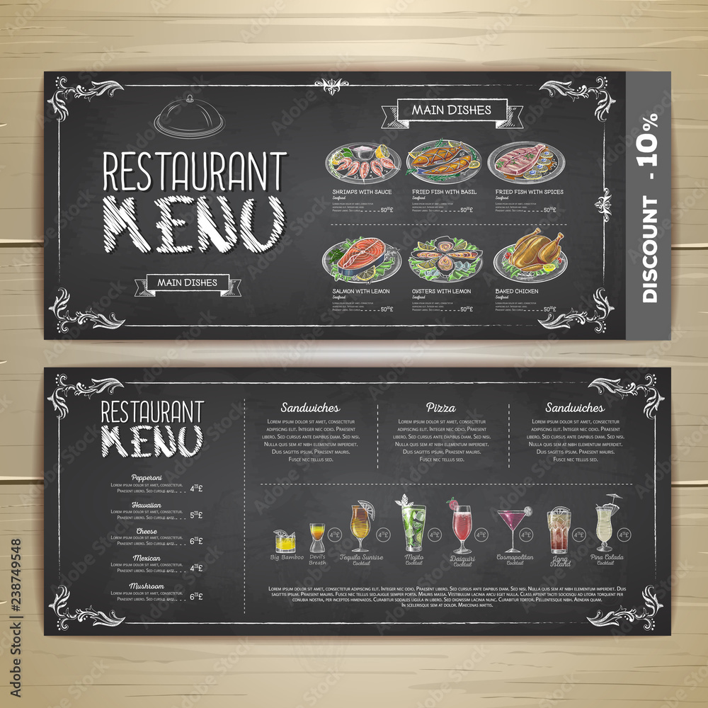 Chalk drawing restaurant menu design Stock Vector | Adobe Stock
