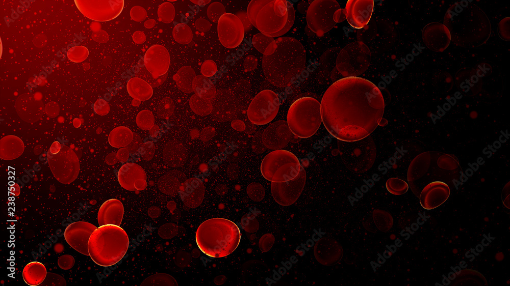 blood cells traveling through a vein. bubble air particle in the water ...