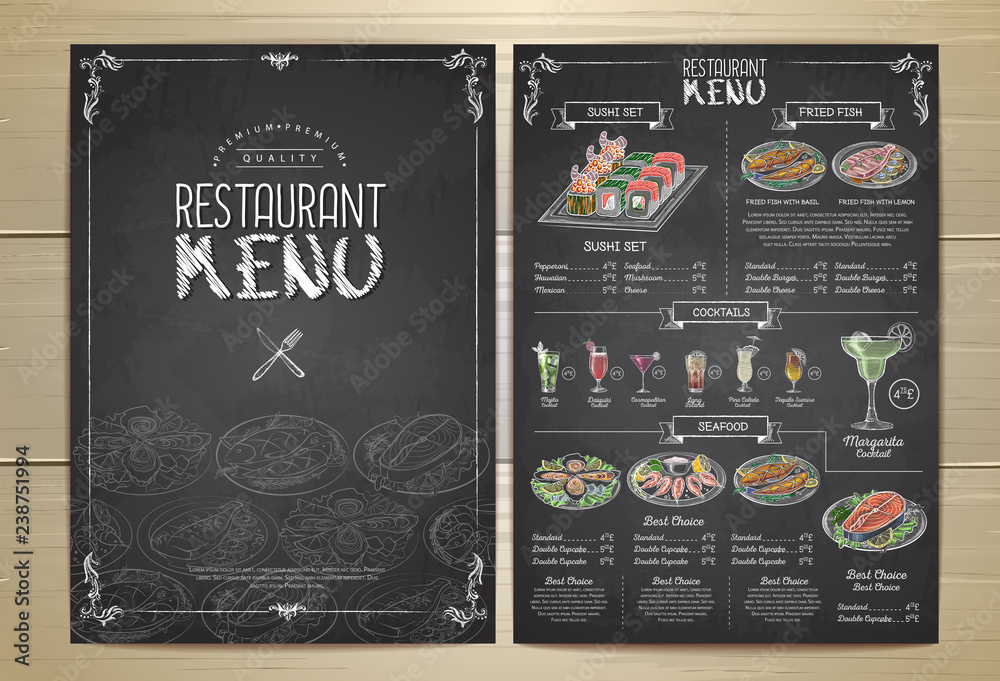 Chalk drawing restaurant menu design Stock Vector | Adobe Stock