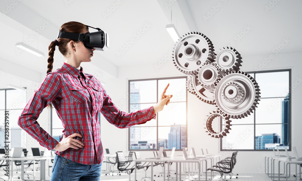 Virtual reality concept and mechanism of engine in modern interi Stock ...