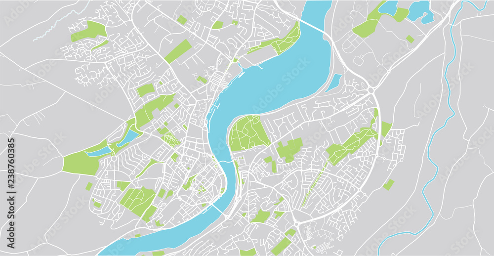 Urban vector city map of Derry, Ireland Stock Vector | Adobe Stock
