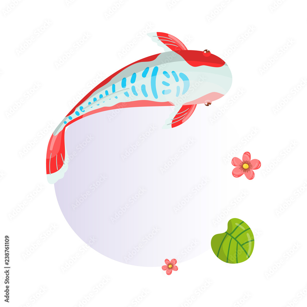 Features of Shusui Carp Koi, traditional sacred Japanese fish, element ...