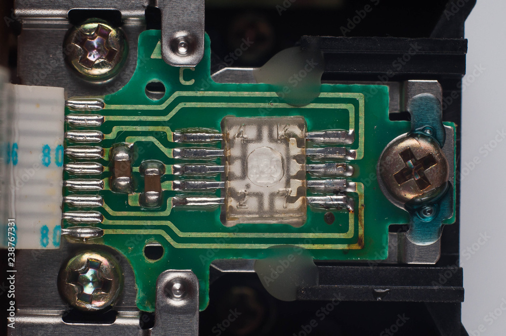 mechanism for reading music from a disc in an old radio Stock Photo ...
