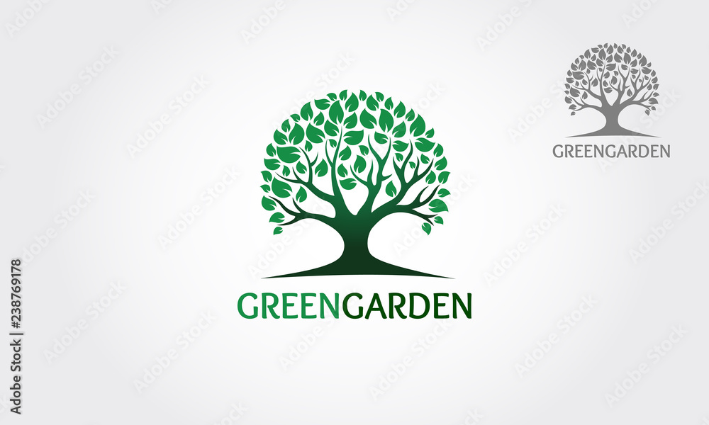 Green Garden Vector Logo Template. Green garden isolated on a white ...
