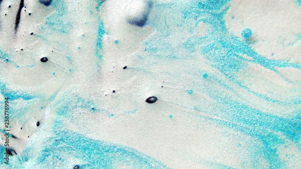 Colorful sparkling paints mix in beautiful patterns. Oil ink of blue ...