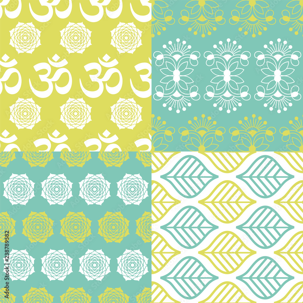 Set of 4 tileable Indian themed Patterns. Collection of Traditional ...