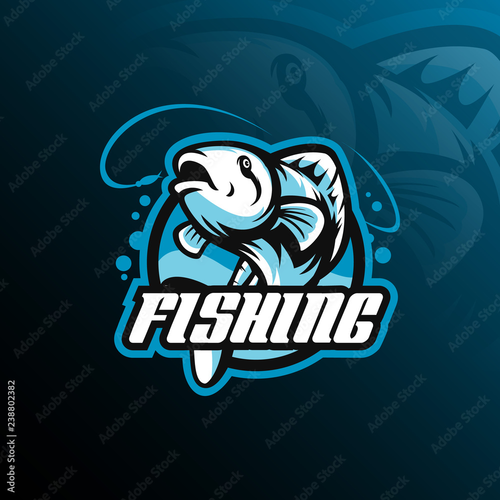 fish mascot logo design vector with modern illustration concept style ...