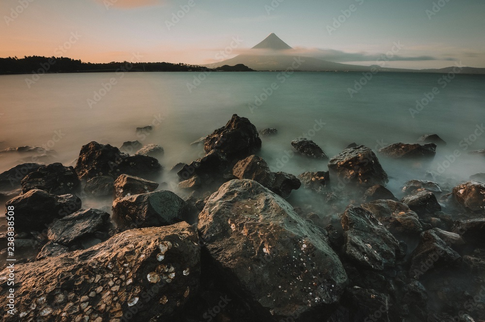 Mayon coastal sunset Stock Photo | Adobe Stock