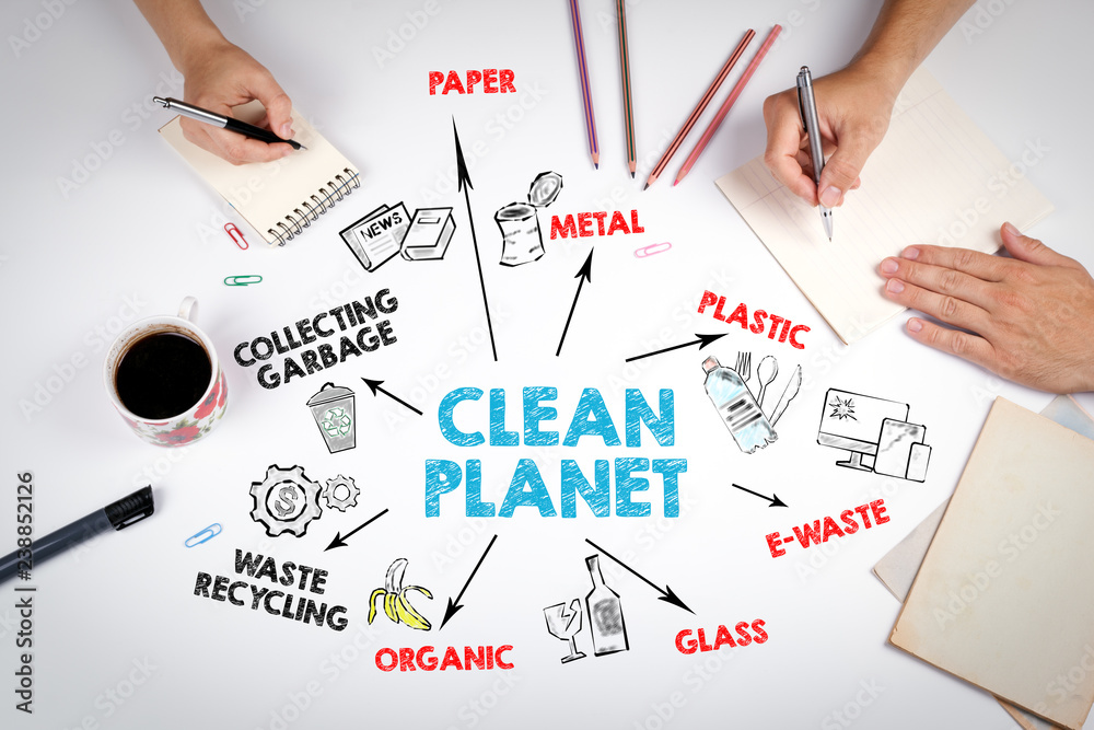 Clean Planet. Collection and recycling of waste concept. The meeting at ...