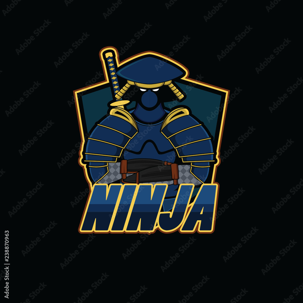 ninja sport logo with black background Stock Illustration | Adobe Stock