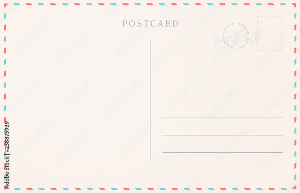 Blank travel card illustration. Postcard border template. Stock Vector ...