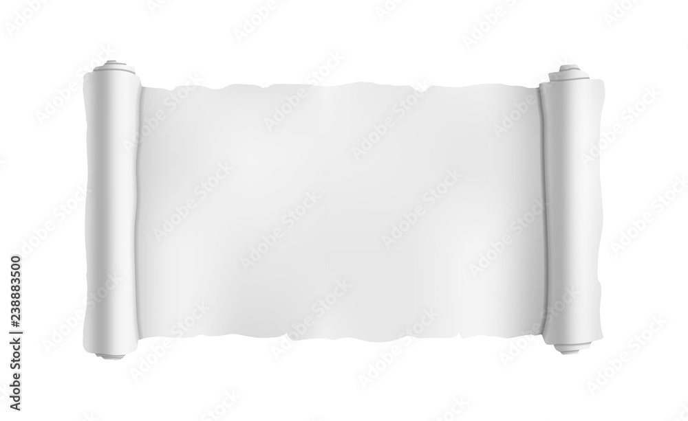 Wide blank old scroll, blueprint roll template on white Stock Vector ...