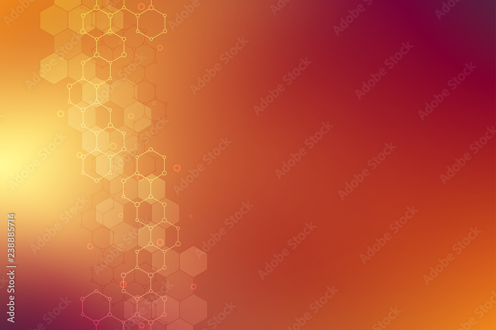 Molecular Structures And Hexagons Elements Abstract Geometric Background With Molecules And