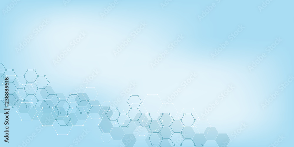 Molecular Structures And Hexagons Elements Abstract Geometric Background With Molecules And