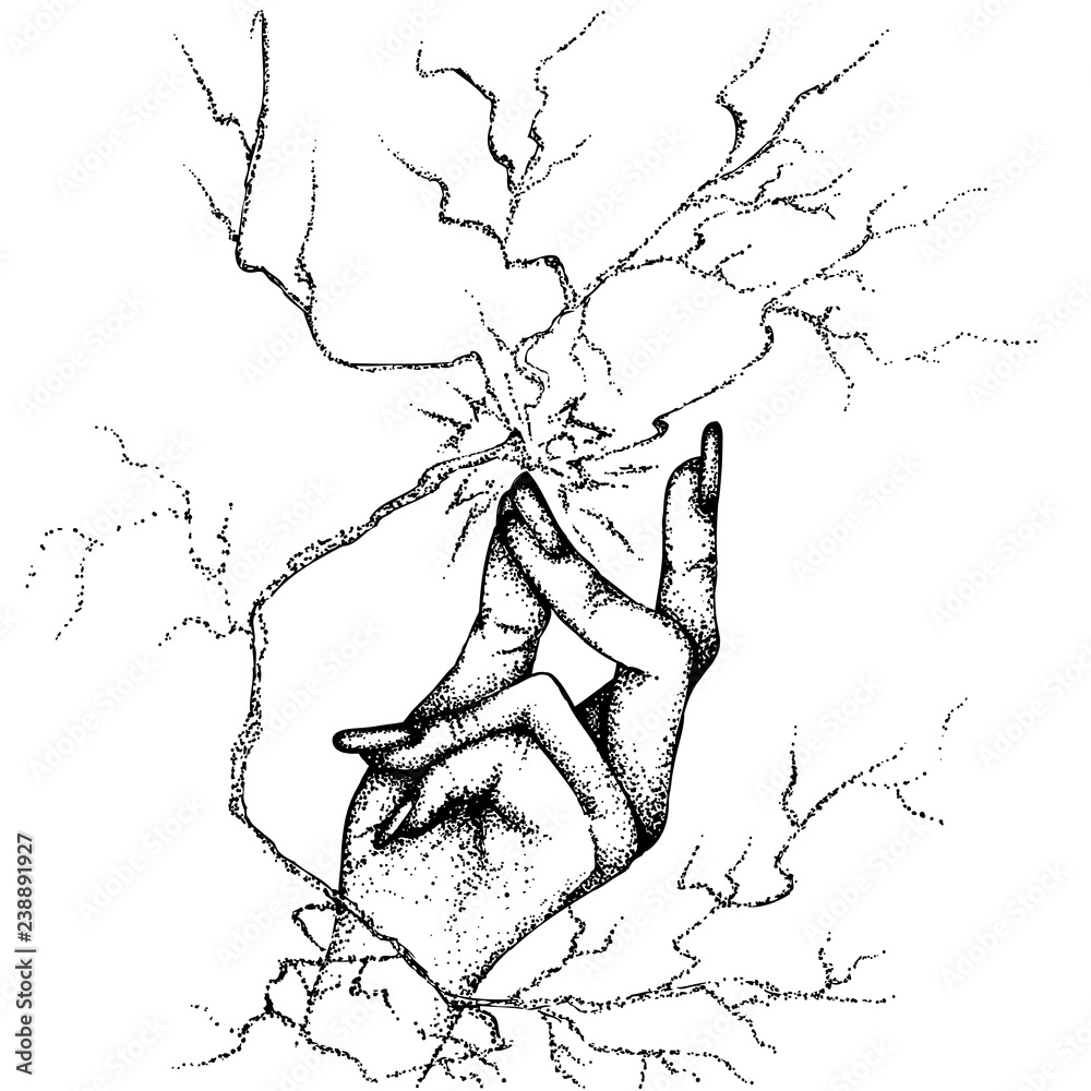 Female hand snapping fingers. Vector hand drawn illustration ...