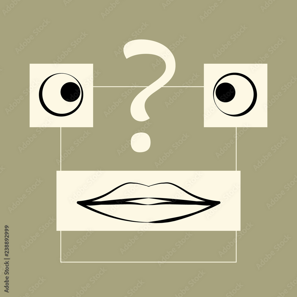 Abstract face with question mark. Vector concept illustration for ...