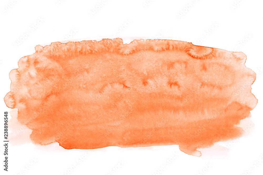 Orange watercolor splash background isolated on white. Modern art ...