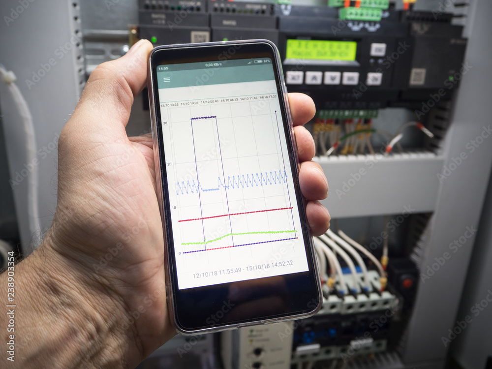 Controller or logic control relay in the electrical Cabinet on the ...