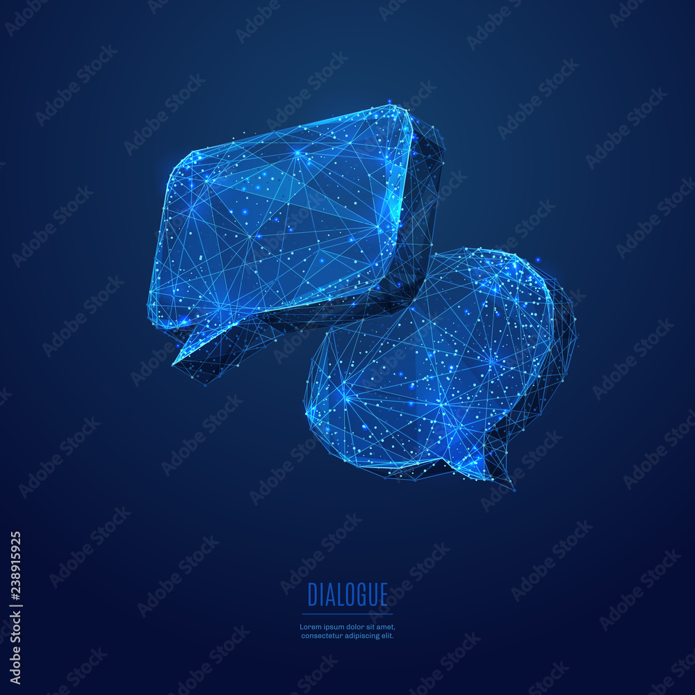 dialogue clouds Low poly blue Stock Vector | Adobe Stock