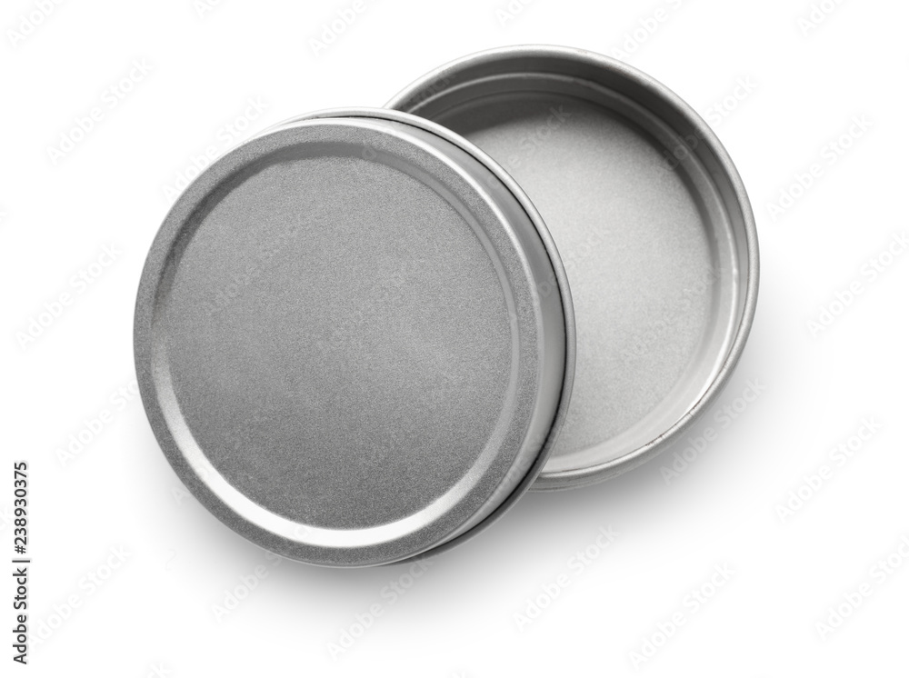 Top view of empty metal round container Stock Photo | Adobe Stock