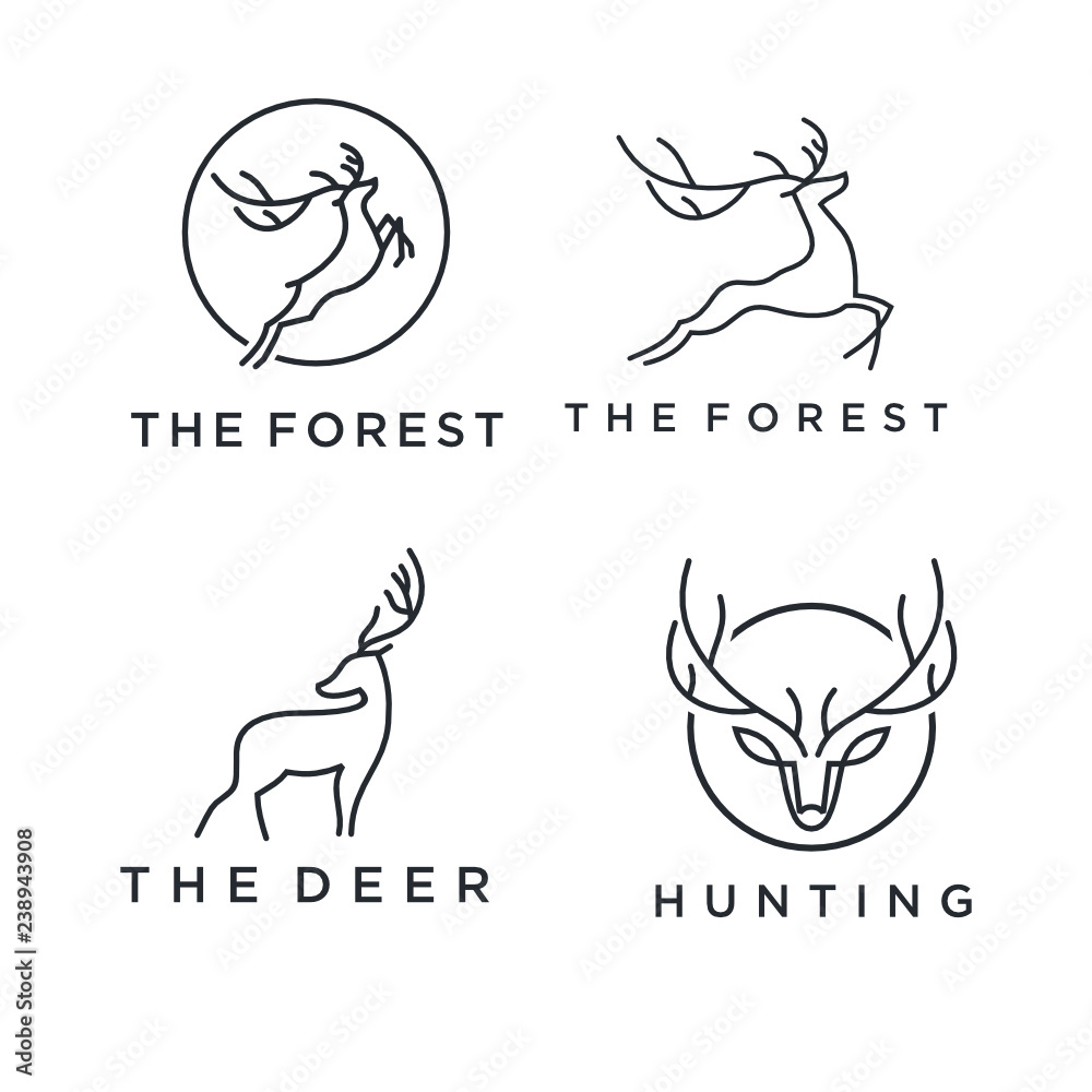 outline deer line art logo vector icon - Vector Stock Vector | Adobe Stock