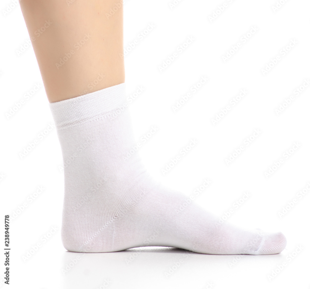 Female legs in white socks on white background. Isolation Stock Photo ...