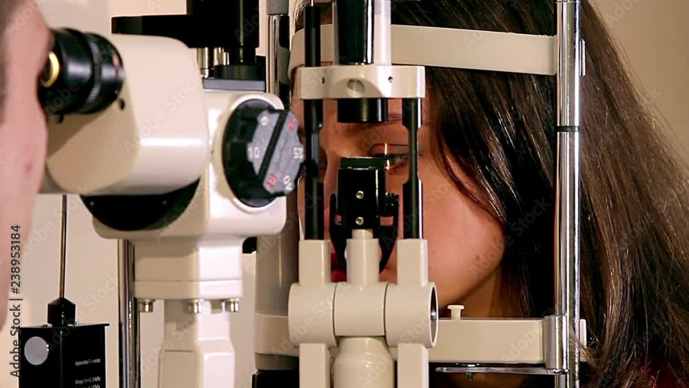 ophthalmologic test, Medical biomicroscope device laser shine inside ...