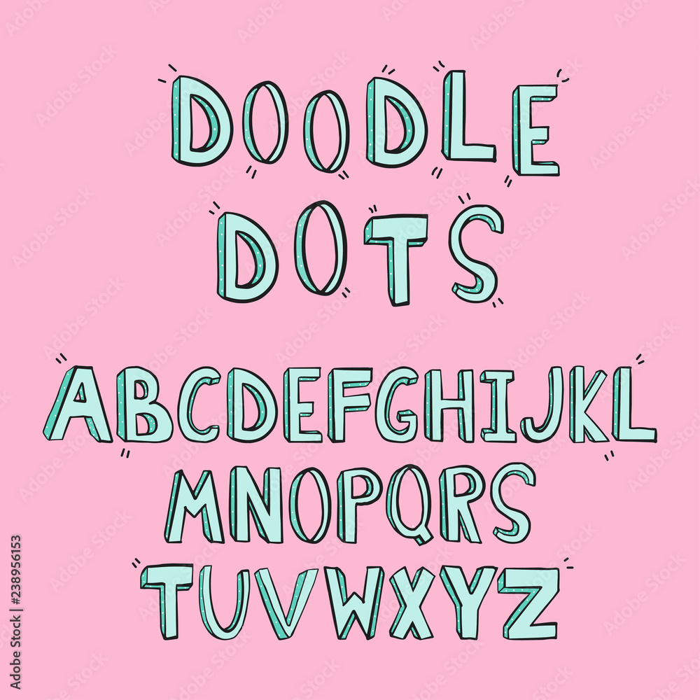 Funny hand drawn blue font with dots. Vector illustration. Stock Vector ...