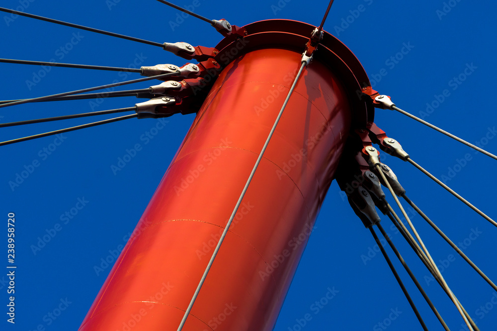 Detail of suspension bridge in Drumul Taberei Park, also known as ...