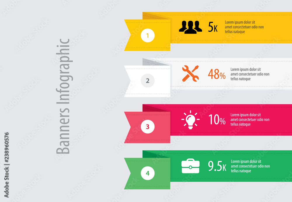 Banners Infographic with Side Ribbon Layout Stock Template | Adobe Stock