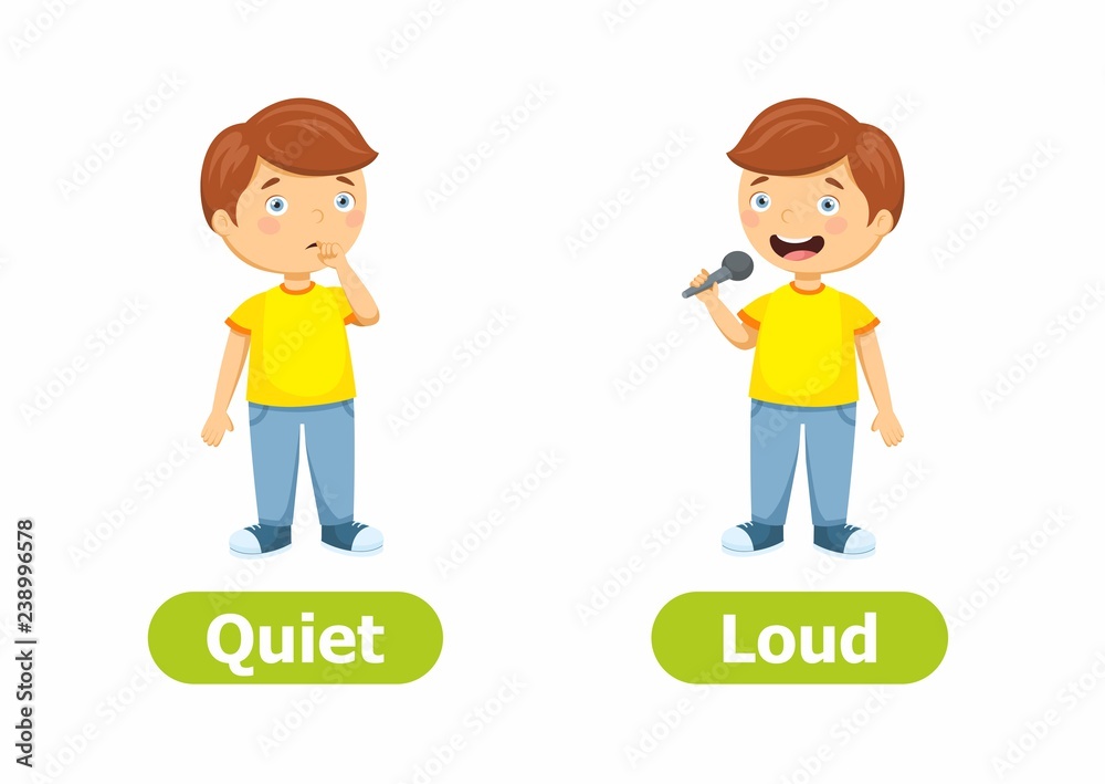 Vector antonyms and opposites. Cartoon characters illustration on white ...