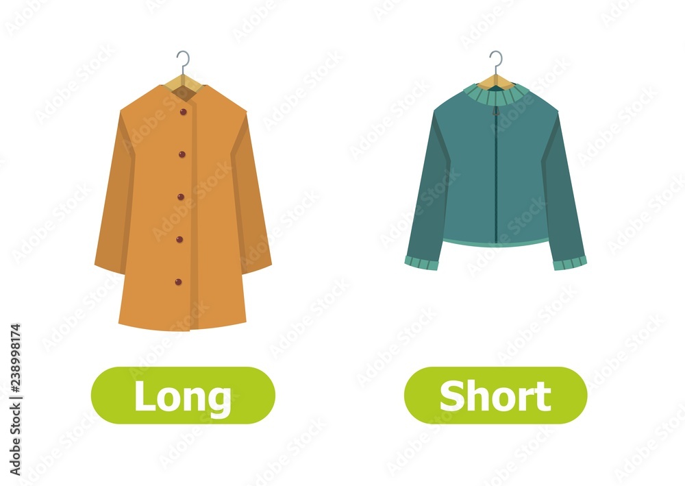 Vector antonyms and opposites. Illustrations on white background. Card ...